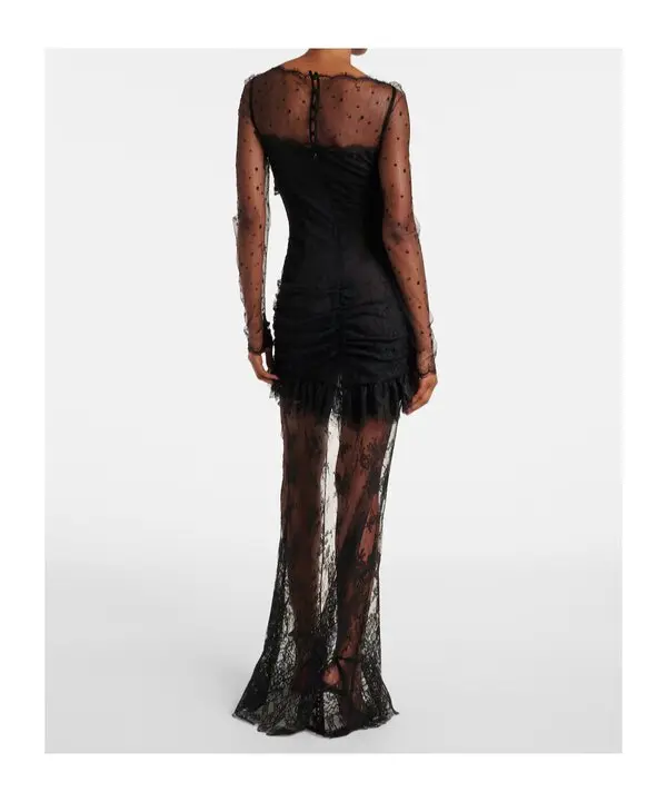 Alessandra Rich Sheer Cotton-blend Lace Gown