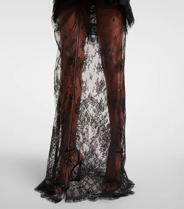 Alessandra Rich Sheer Cotton-blend Lace Gown