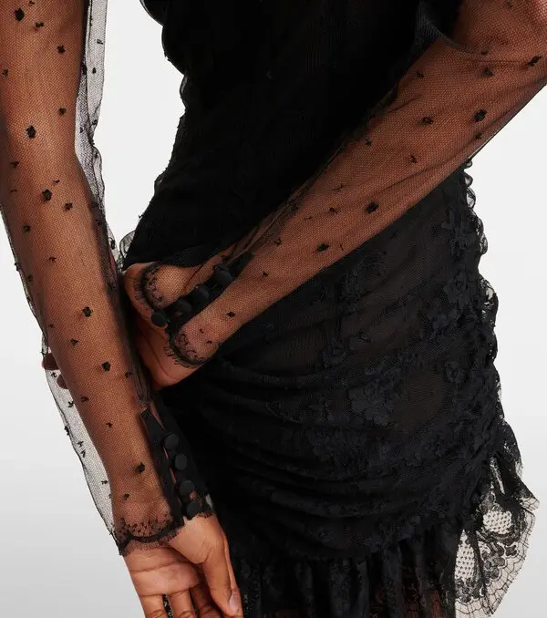 Alessandra Rich Sheer Cotton-blend Lace Gown