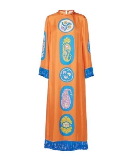 ALEMAIS Luis Silk Midi Dress - Orange