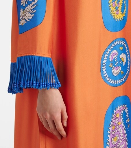 ALEMAIS Luis Silk Midi Dress With Tassel Hem