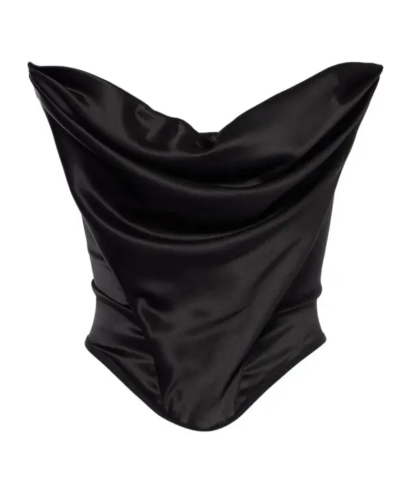 Magda Butrym Draped Silk-blend Satin Corset - Black