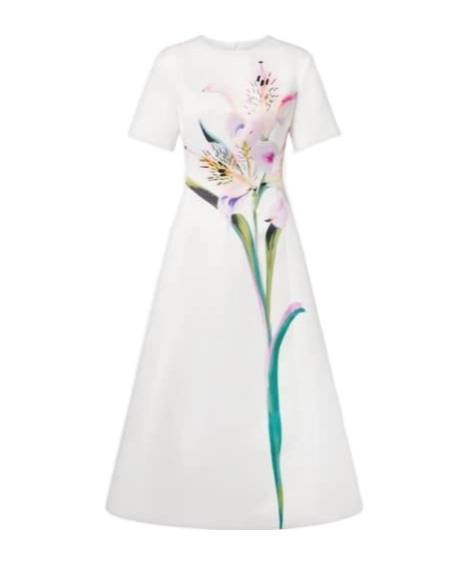 LEO Caroline Floral Midi Dress - White