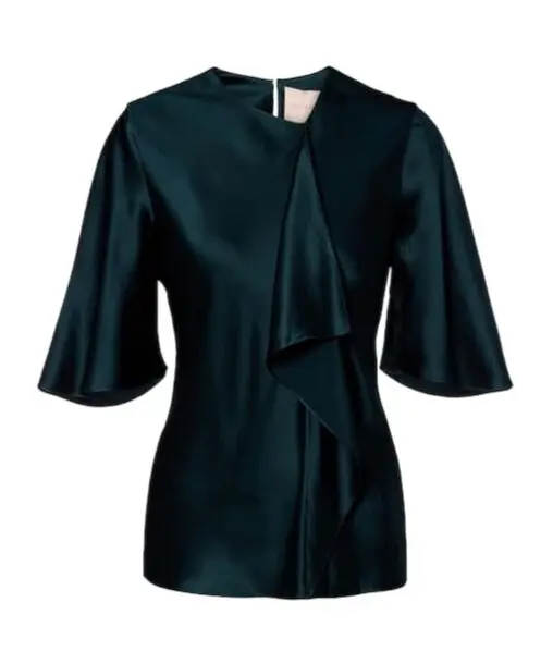 ROKSANDA Naiara Draped Silk Satin Top - Black