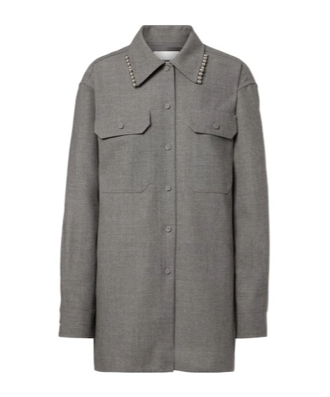 JIL SANDER Beaded Wool Canvas Shirt