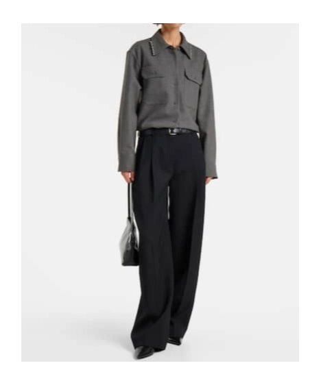 JIL SANDER Beaded Wool Canvas Shirt