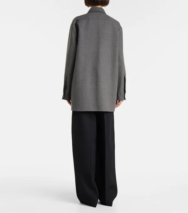 JIL SANDER Beaded Wool Canvas Shirt