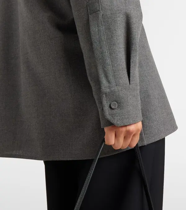 JIL SANDER Beaded Wool Canvas Shirt