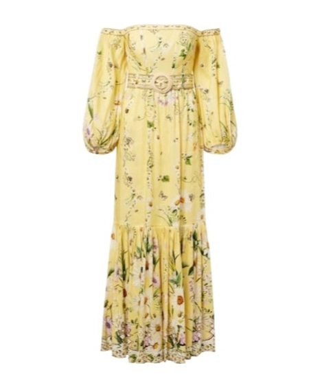 Camilla Floral Linen And Silk Corset Dress - Nude