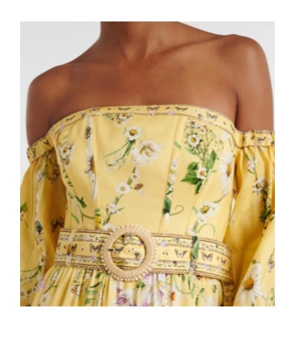 Camilla Floral Linen And Silk Corset Dress