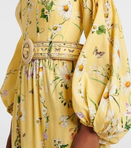 Camilla Floral Linen And Silk Corset Dress