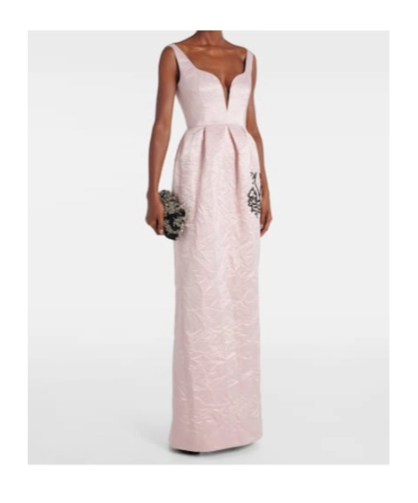 Erdem Embroidered Satin Gown