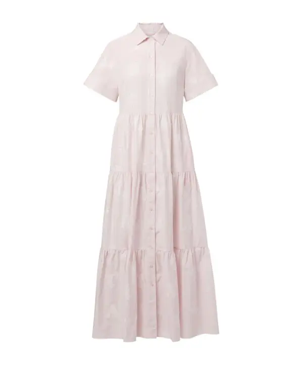 Erdem Embroidered Tiered Shirt Dress - Pink