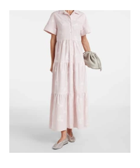 Erdem Embroidered Tiered Shirt Dress - Pink