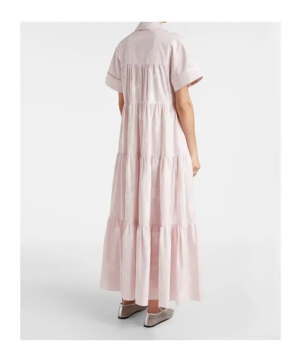 Erdem Embroidered Tiered Shirt Dress - Pink