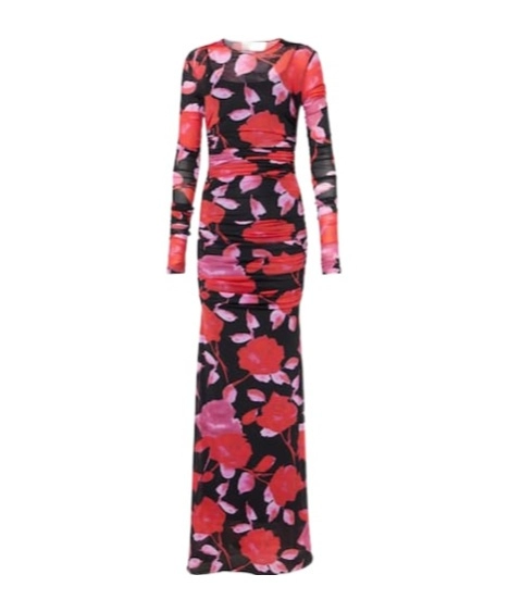 Blumarine Long Sleeve Floral Print Maxi Dress - Multicolor