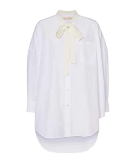 Marni Tie-neck Cotton Shirt Dress