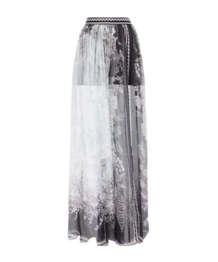 Elie Saab Printed Silk Chiffon Maxi Skirt