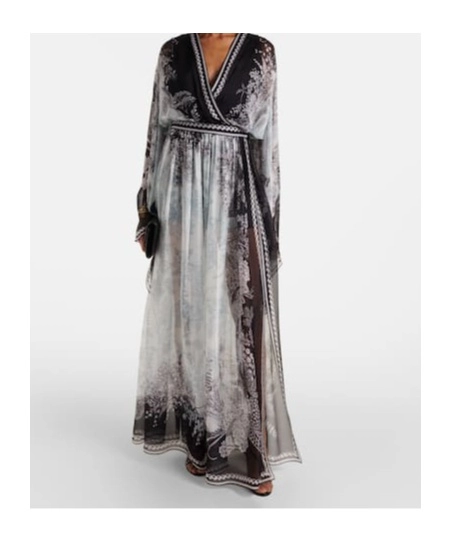 Elie Saab Printed Silk Chiffon Maxi Skirt