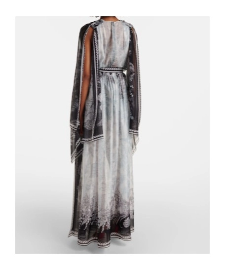 Elie Saab Printed Silk Chiffon Maxi Skirt