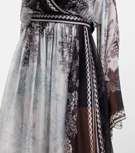 Elie Saab Printed Silk Chiffon Maxi Skirt