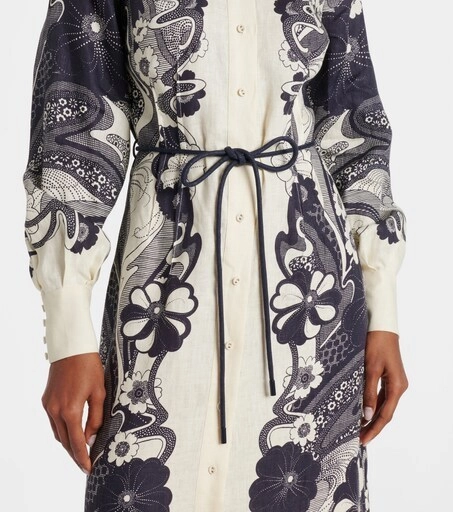 ALEMAIS Mickey Printed Linen Shirt Dress