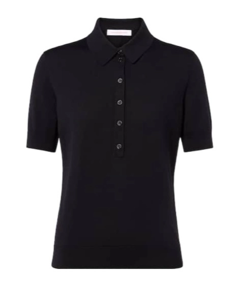 Carolina Herrera Silk And Cotton-blend Polo Shirt - Black