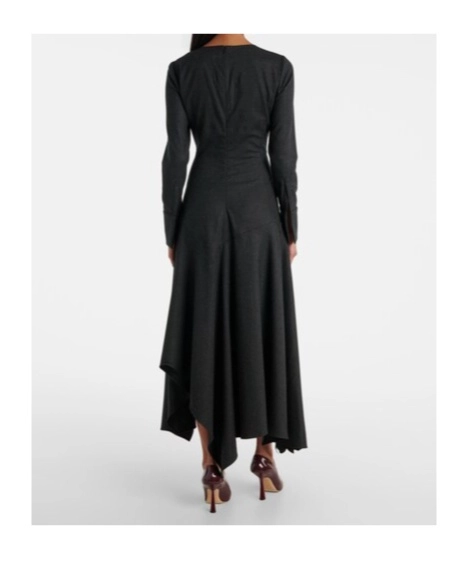 Oscar De La Renta Peony Asymmetric Wool Midi Dress With Floral Embroidery