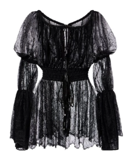 Blumarine Floral Chantilly Lace Top - Black