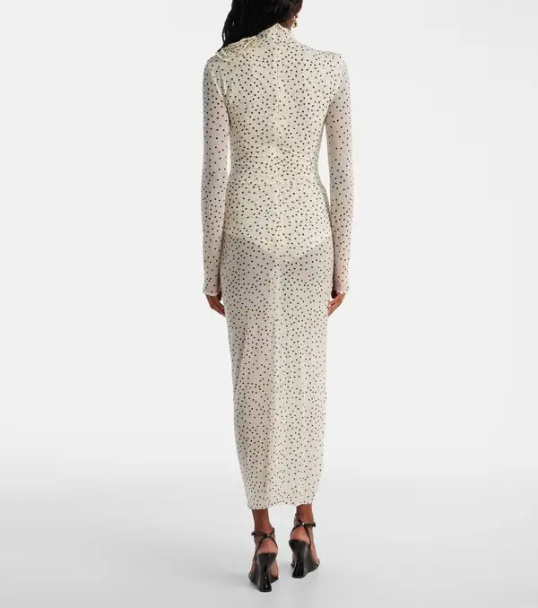 Magda Butrym Long Sleeve Polka Dot Maxi Dress With Floral Appliques