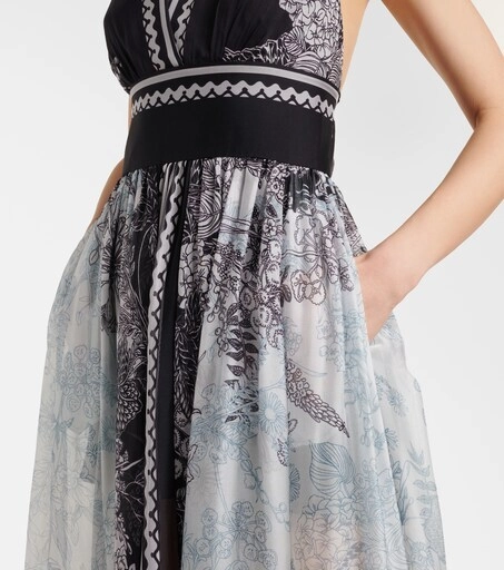 Elie Saab Printed Silk Chiffon Maxi Dress