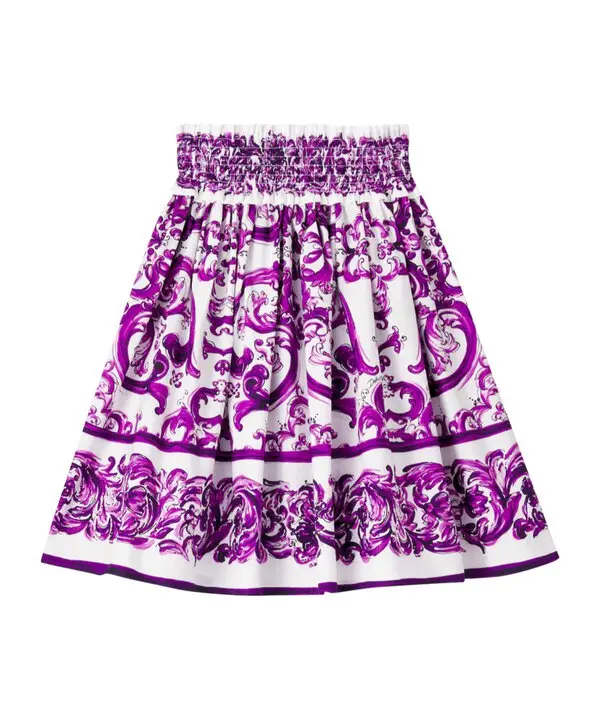 Dolce & Gabbana Majolica Printed Cotton Poplin Skirt - Purple