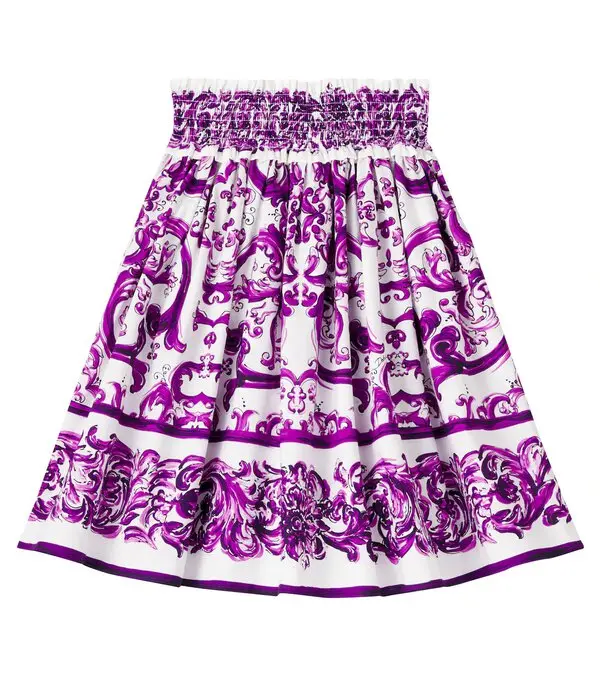 Dolce & Gabbana Majolica Printed Cotton Poplin Skirt