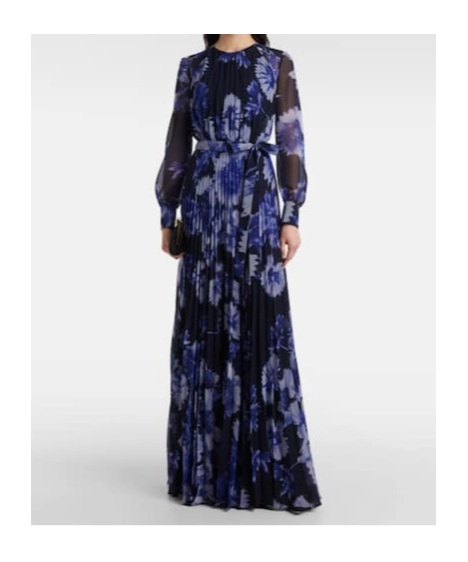 Erdem Floral Pleated Voile Gown