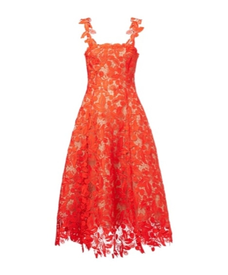 Oscar De La Renta Guipure Lace Cocktail Dress - Red