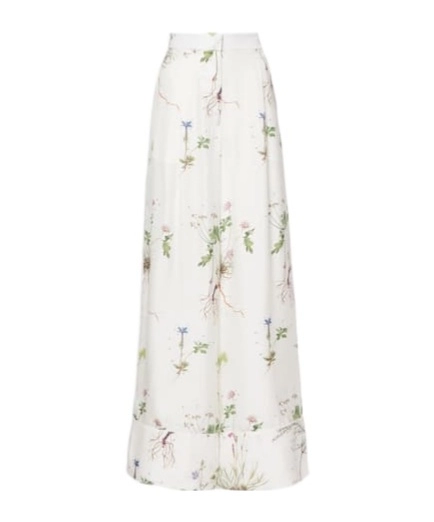 Erdem Floral Printed Silk Wide-leg Pants