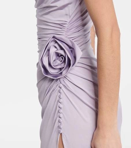 Magda Butrym Sleeveless Draped Floral Appliqué Maxi Dress