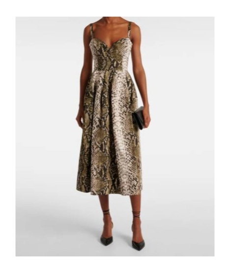 Oscar De La Renta Snake-effect Cotton-blend Sweetheart Gown - Multicolor