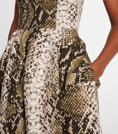 Oscar De La Renta Snake-effect Cotton-blend Sweetheart Gown - Multicolor