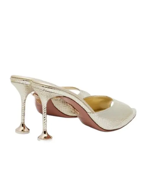 AQUAZZURA Bisous 85 Embossed Leather Mules