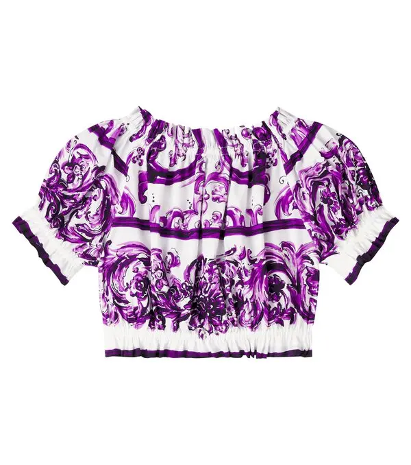 Dolce & Gabbana Majolica Printed Cotton Poplin Top