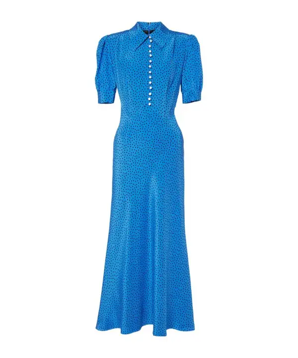 Alessandra Rich Polka-dot Silk Maxi Dress
