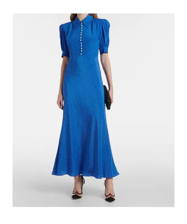Alessandra Rich Polka-dot Silk Maxi Dress