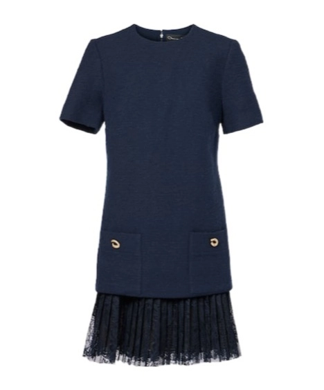 Oscar De La Renta Tweed And Lace Minidress - Black