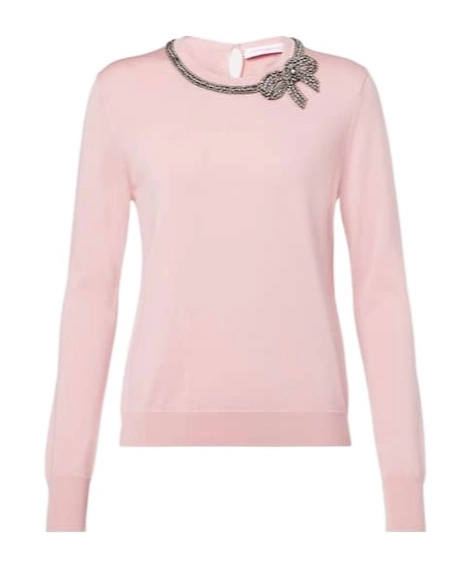 Carolina Herrera Embellished Silk And Cotton Sweater - Pink