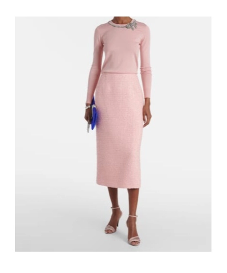 Carolina Herrera Embellished Silk And Cotton Sweater With Bow Detail