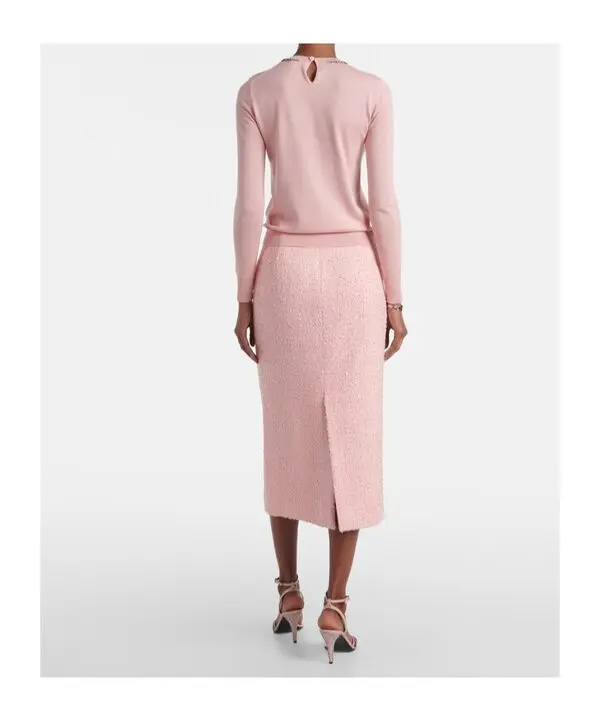 Carolina Herrera Embellished Silk And Cotton Sweater With Bow Detail