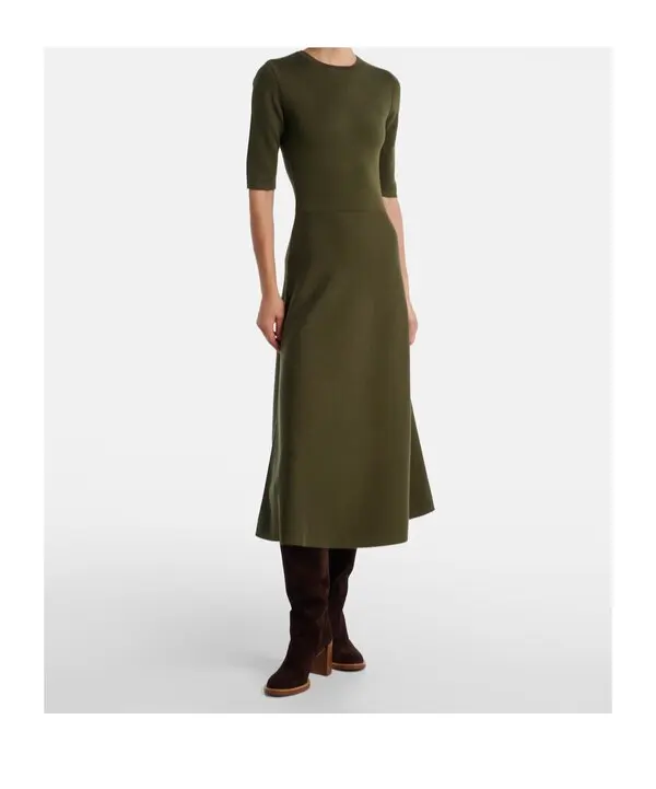 Gabriela Hearst Wool, Cashmere, And Silk Midi Dress - Olive Green