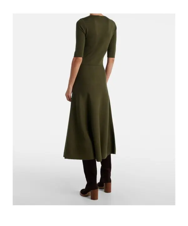 Gabriela Hearst Wool, Cashmere, And Silk Midi Dress - Olive Green
