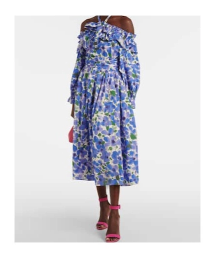 Carolina Herrera Floral Off-the-shoulder Cotton-blend Top